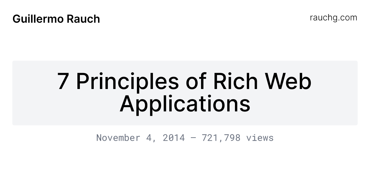 7 Principles of Rich Web Applications 7 Principles of Rich Web Applications